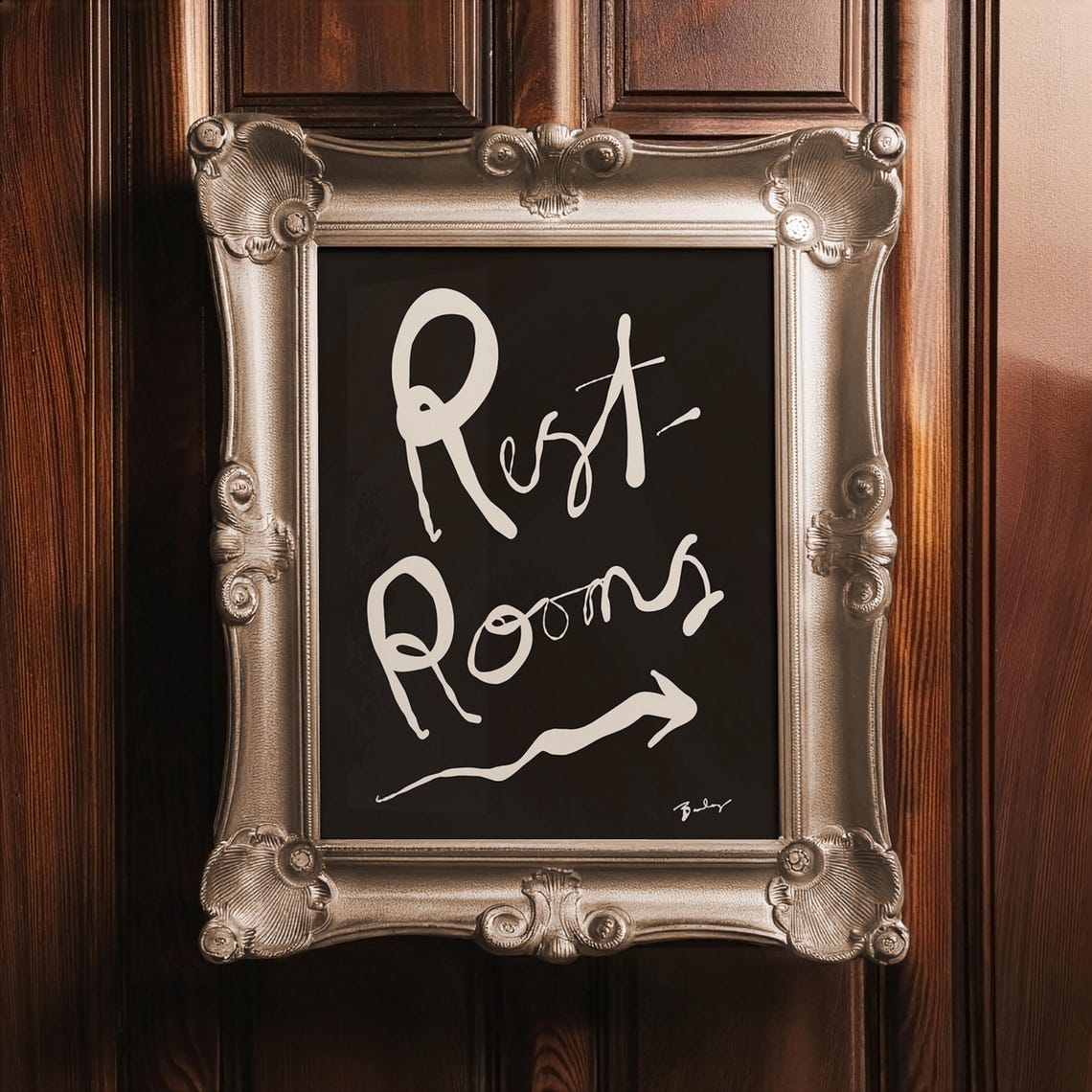Restroom Directional Sign — Whimsical, Funky, and Hand-lettered. Off ...