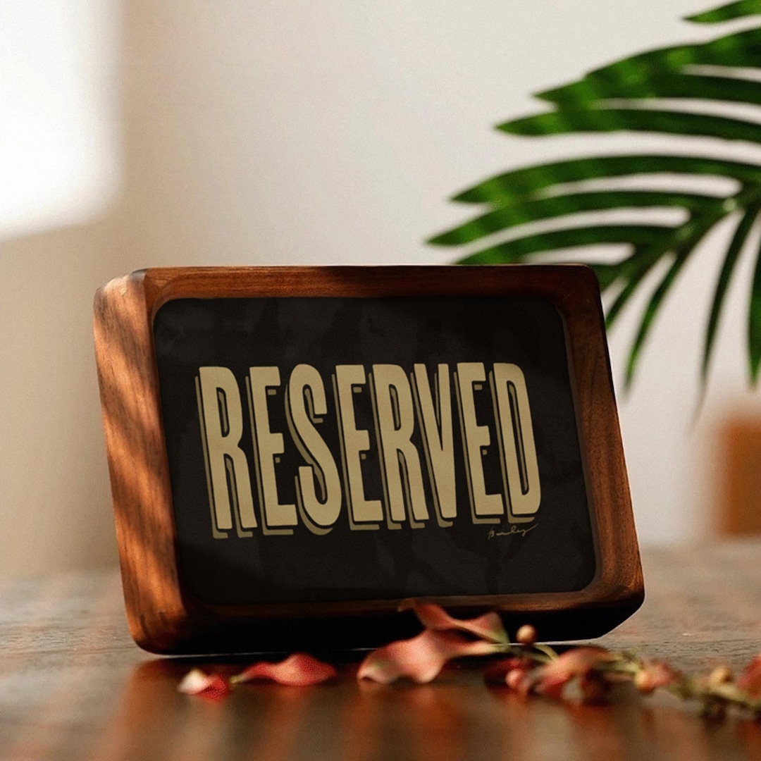 Reserved Table Sign — Hand-lettered, Textural, Vintage Style. Gold on ...