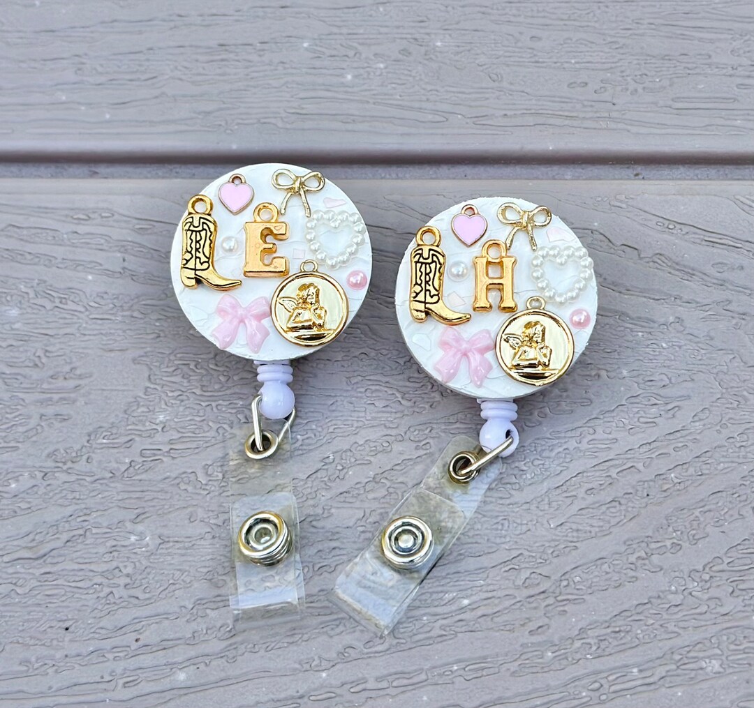 Trendy Initial Coquette Badge Reel/badge Holder - Etsy Australia