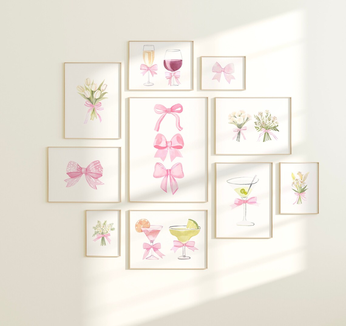 Coquette Inspired Trendy Wall Art/poster-bow/flowers/drinks 10 Picture ...