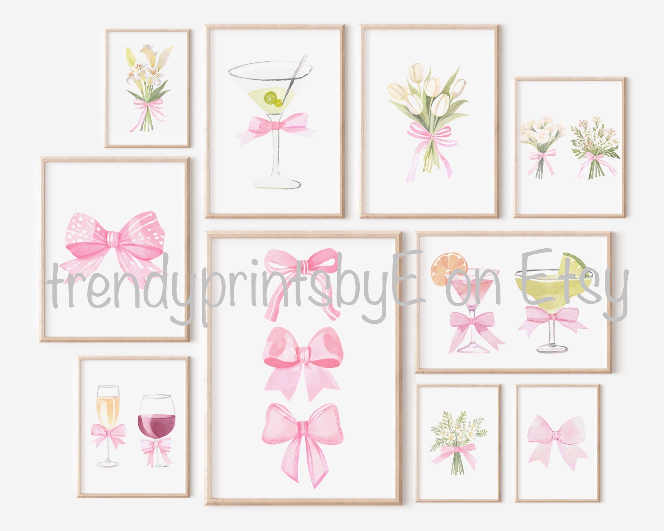 Coquette Inspired Trendy Wall Art/poster-bow/flowers/drinks 10 Picture ...
