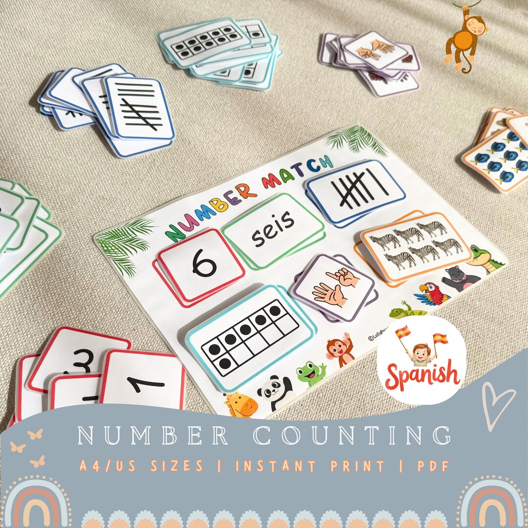 Spanish Number Matching Game: Bilingual Toddler Curriculum (PDF) - Etsy