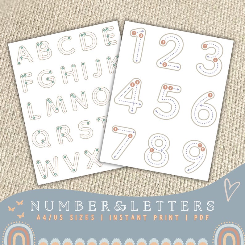 Printable Tracing Alphabet & Numbers - Etsy