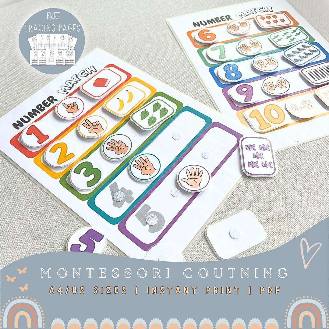 Montessori Counting Printable 1–10 Matching Activity for Preschool ...