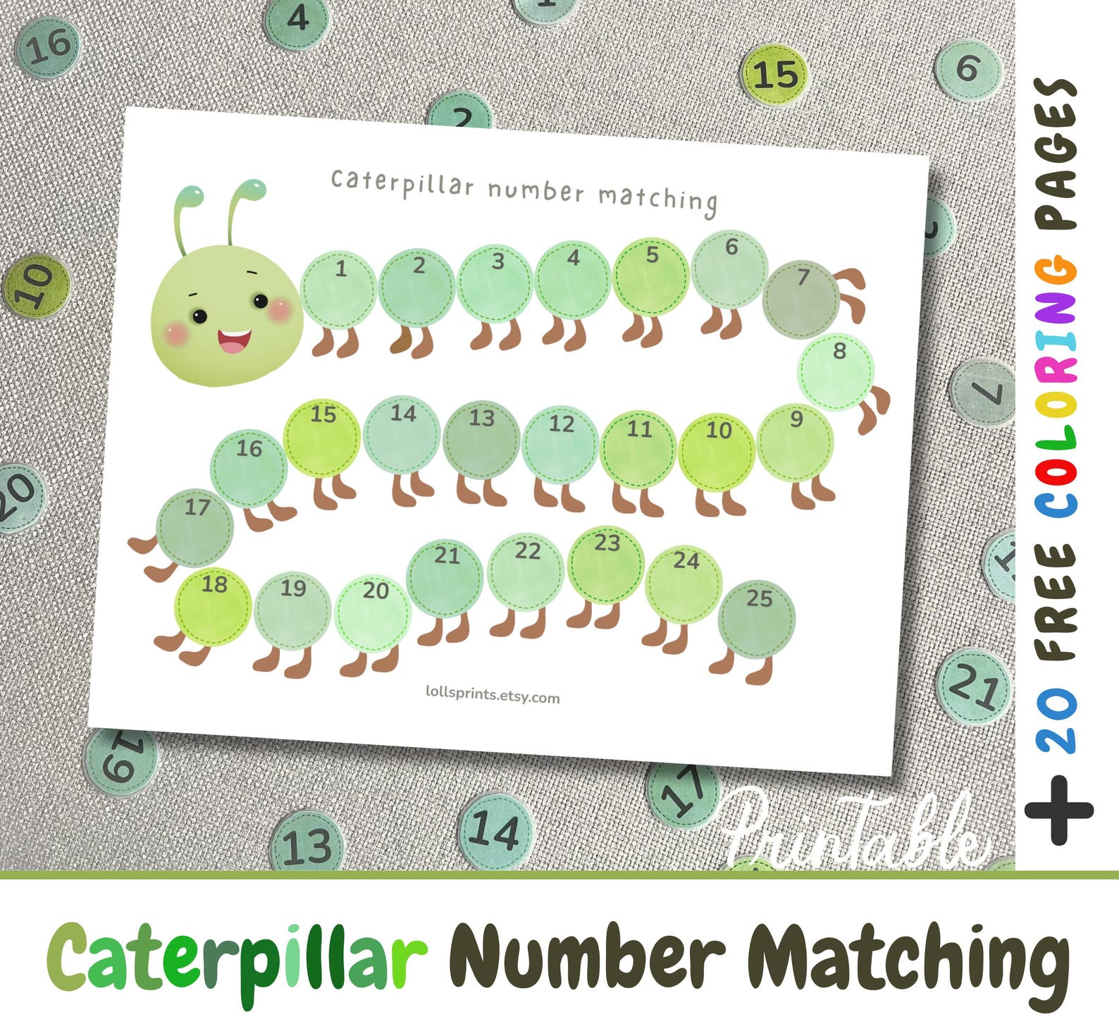 Caterpillar Number Matching Activity, Numbers Printable for Toddlers ...