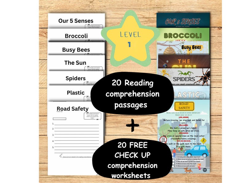 Level 1 Reading Comprehension Worksheets, Printable Literacy Activities ...