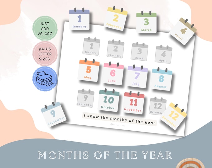 Months of the Year Printable Busy Book, Kids Calendar, Morning Board ...