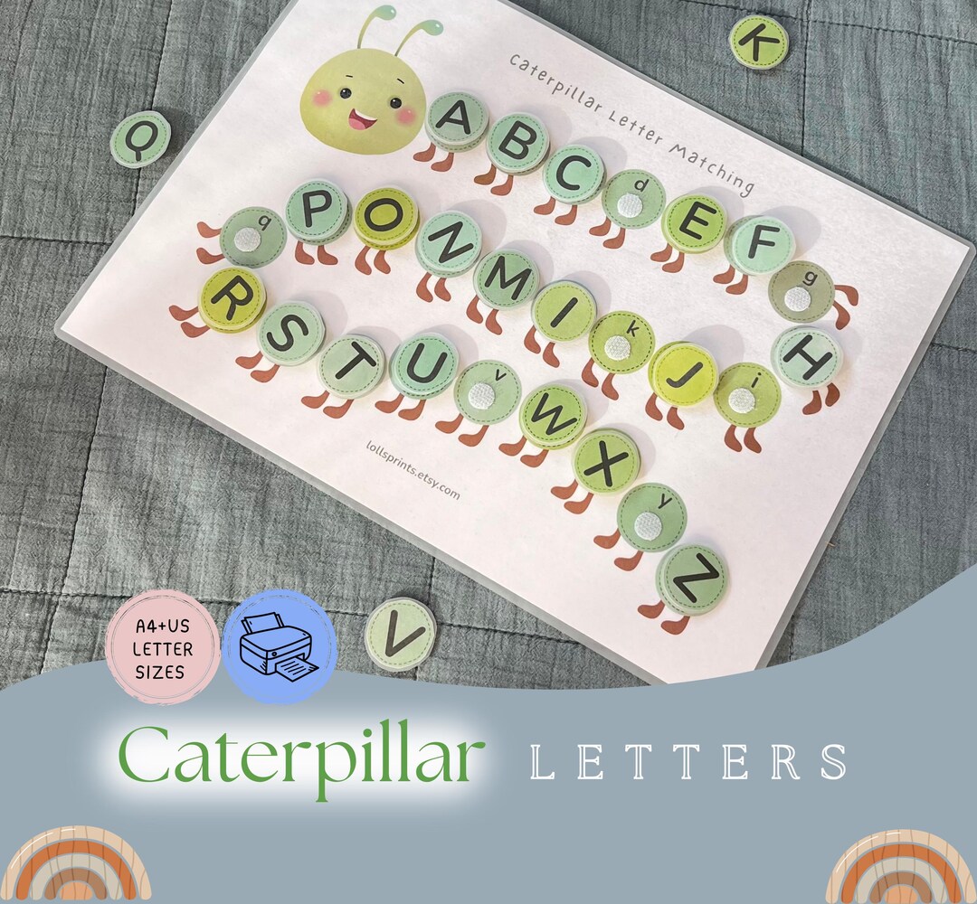 Caterpillar Letter Matching Printable, Learn Alphabet, Toddler ...