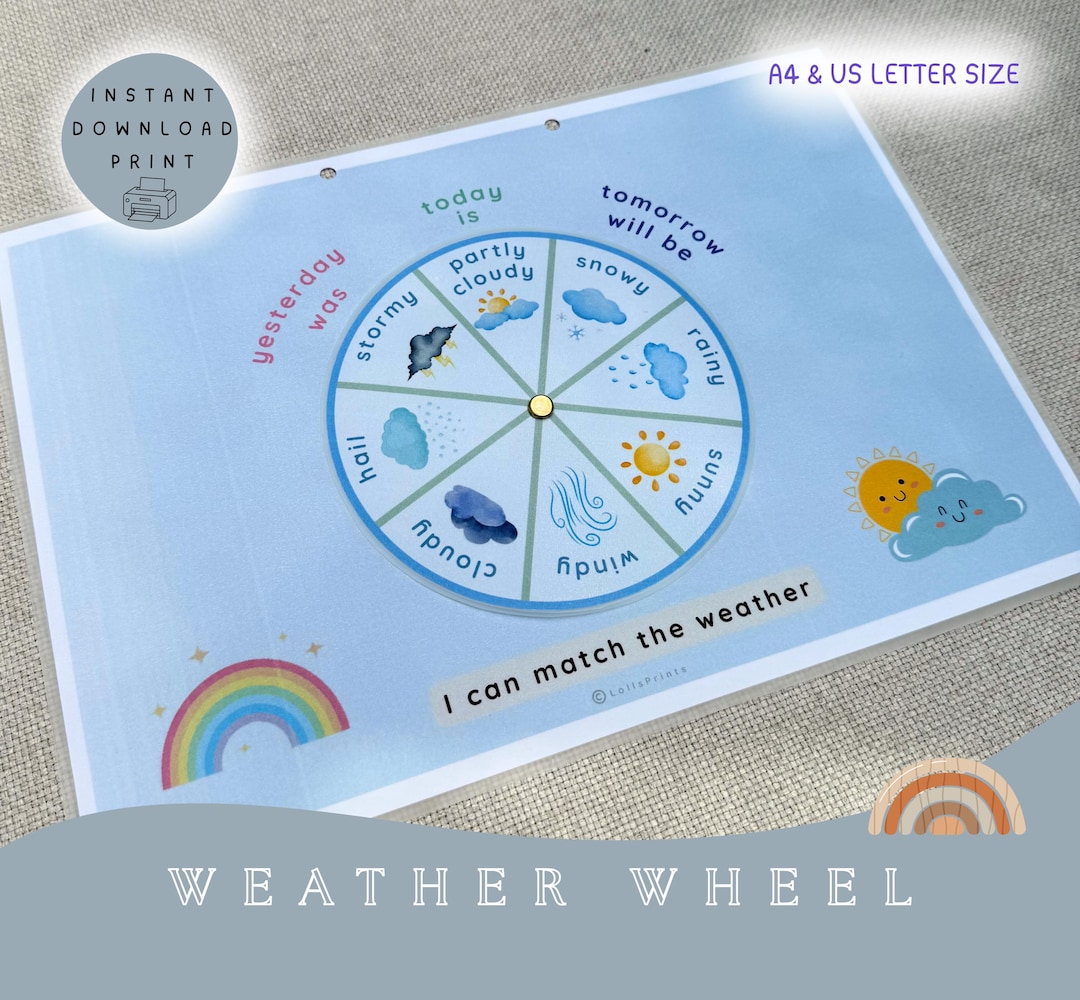 Weather Wheel Printable | Kids Montessori Chart for Kids | Toddler ...