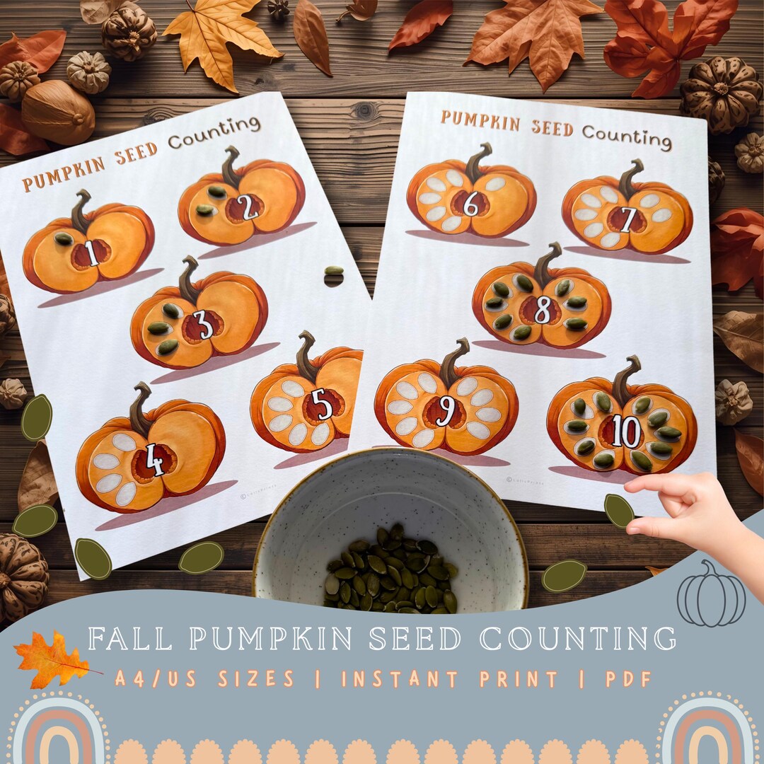 Pre K Fall Printable | Pumpkin Seed Counting Activity | Autumn Toddler ...