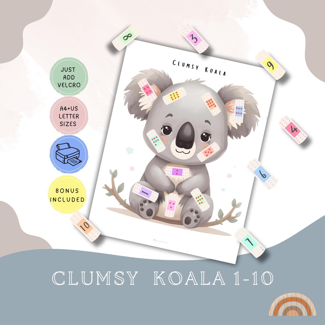 Band Aid Matching Game Printable | Koala Number Activity PDF, Preschool ...