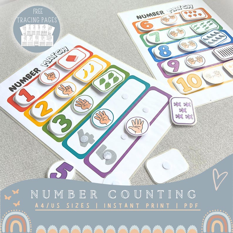 Montessori Counting Activity 1-10 | Number Matching Game for Toddlers ...