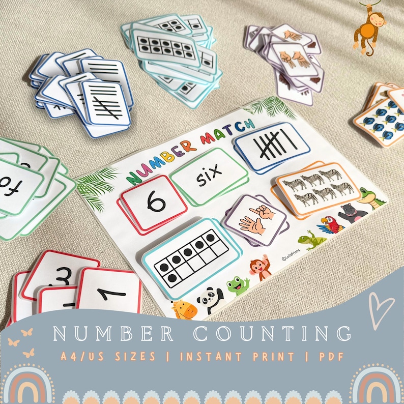 Learn to Count Printable Activity - Number Match Practice 1 to 10 ...
