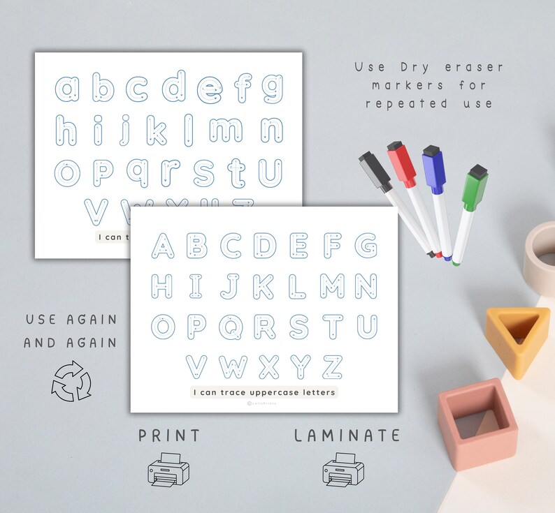 Alphabet Letter Tracing Worksheets: Montessori A-Z Handwriting (PDF) - Etsy