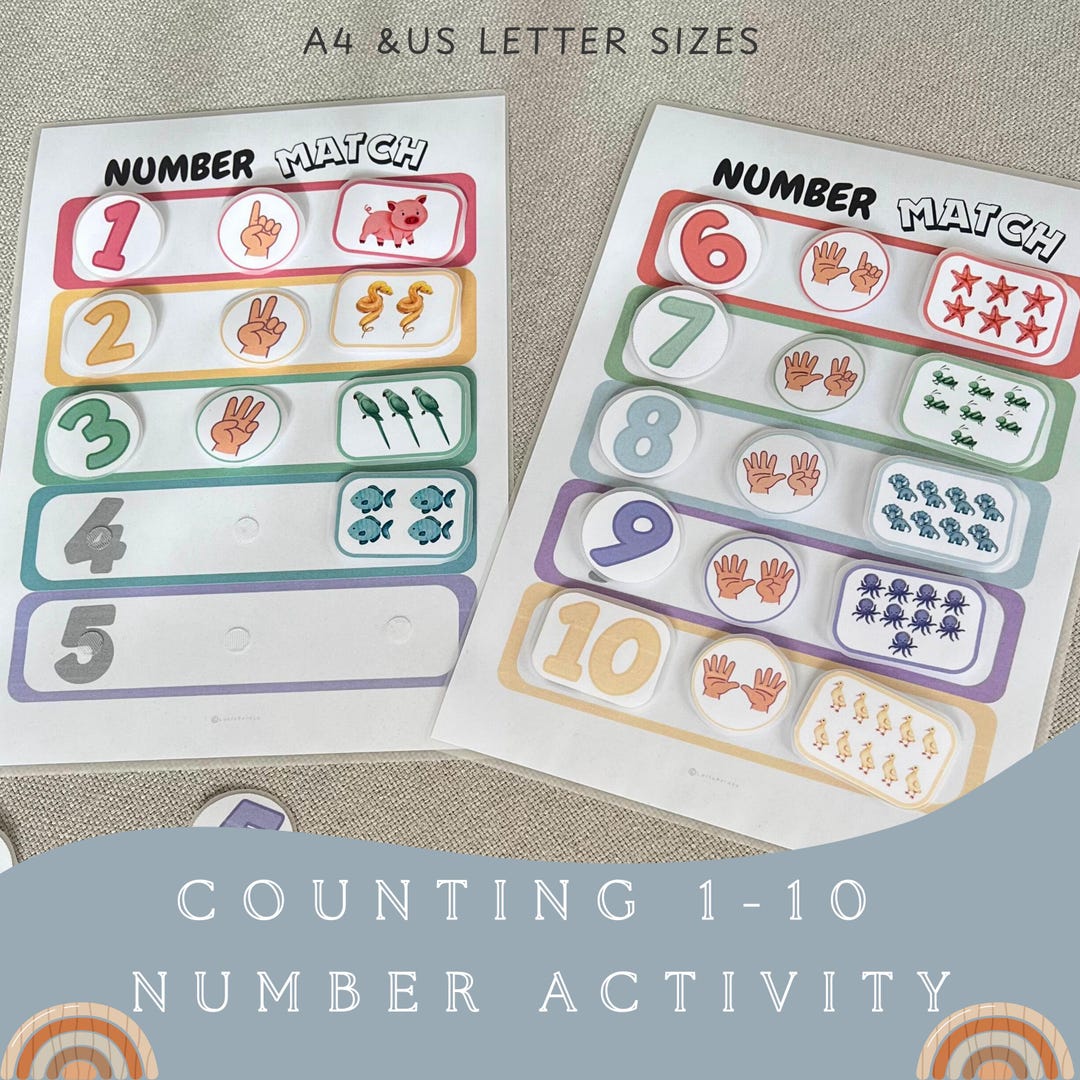 Numbers 1-10 Matching Counting Printable Activity for Preschool ...