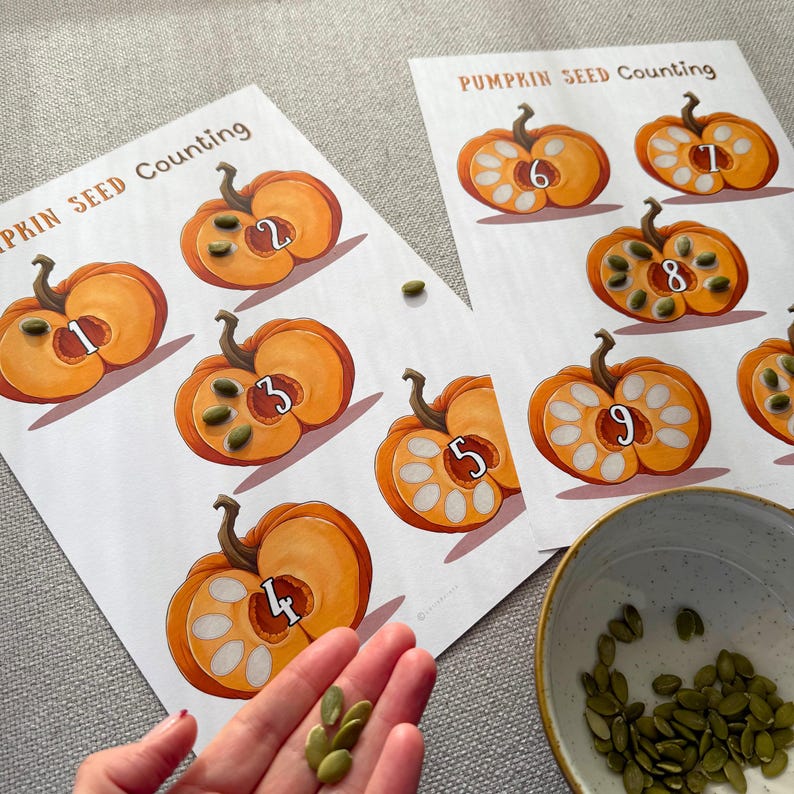 Pre K Fall Printable | Pumpkin Seed Counting Activity | Autumn Toddler ...
