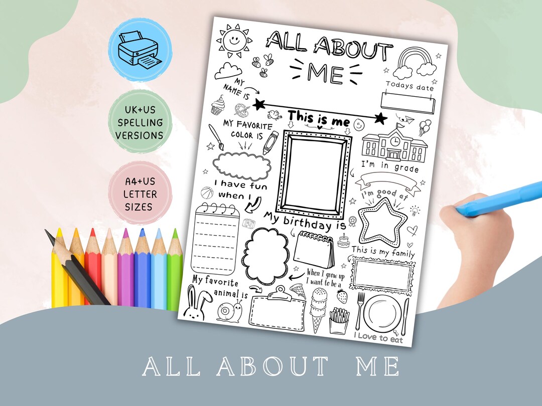 All About Me Worksheet: School Icebreaker Activity (PDF Download) - Etsy