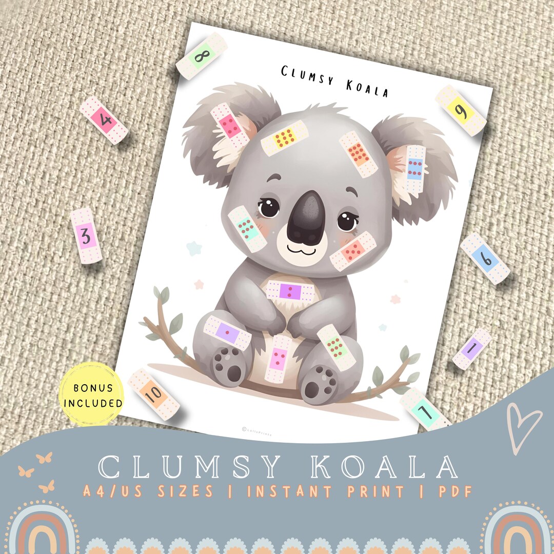 Koala Number Matching Printable Band Aid Bobo Activity, Preschool ...