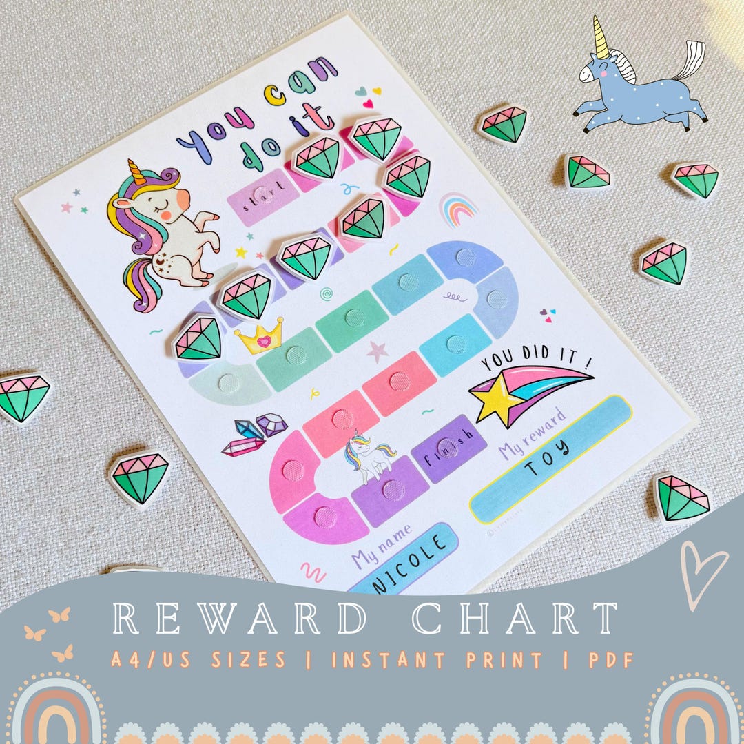 Unicorn Kids Reward Chart Printable Poster Homeschool Classroom Chore ...