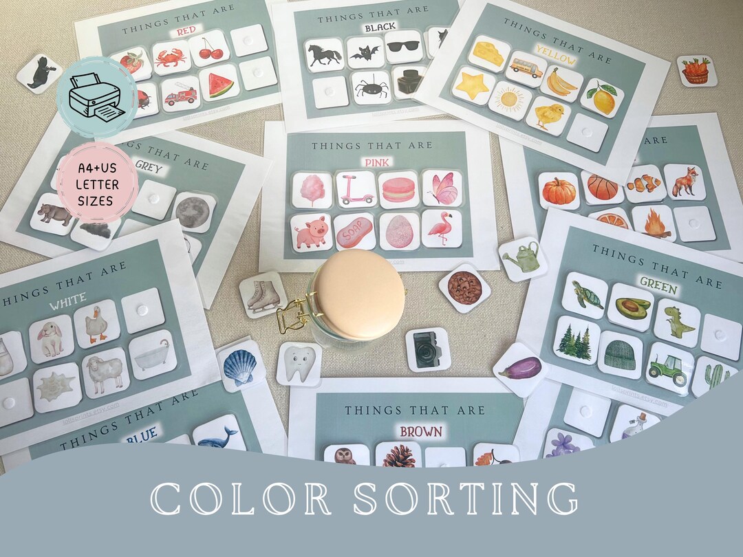 Color Matching Activity Printable PDF for Preschool Toddler, Watercolor ...