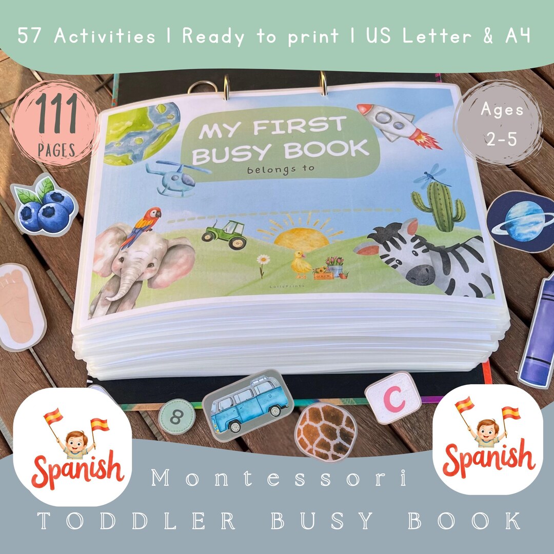 Printable Spanish Toddler Activities Busy Book, Montessori Learning ...