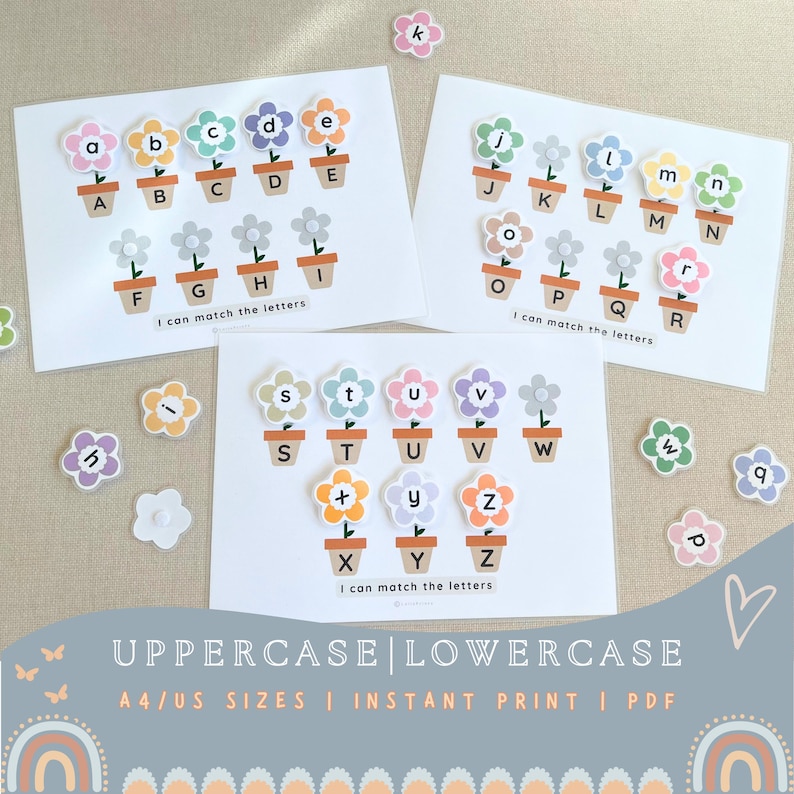 Alphabet Letter Uppercase Lowercase Matching Game for Preschool Toddler ...