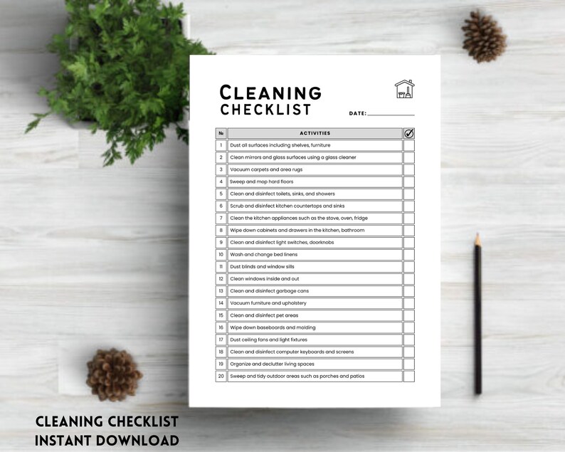 Editable Cleaning Checklist Printable Cleaning Checklist - Etsy
