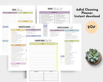 ADHD Cleaning Checklist Bundle, Editable ADHD Cleaning Planner, Adult ...