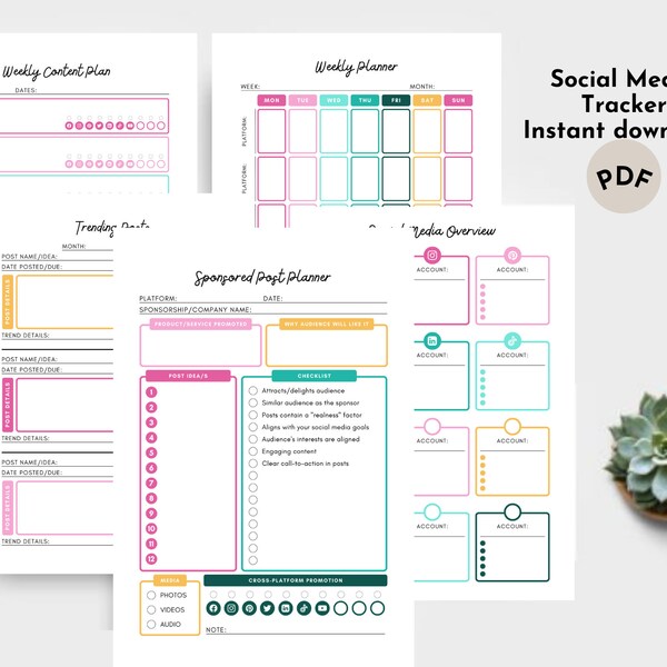 Printable Social Media Tracker - Etsy