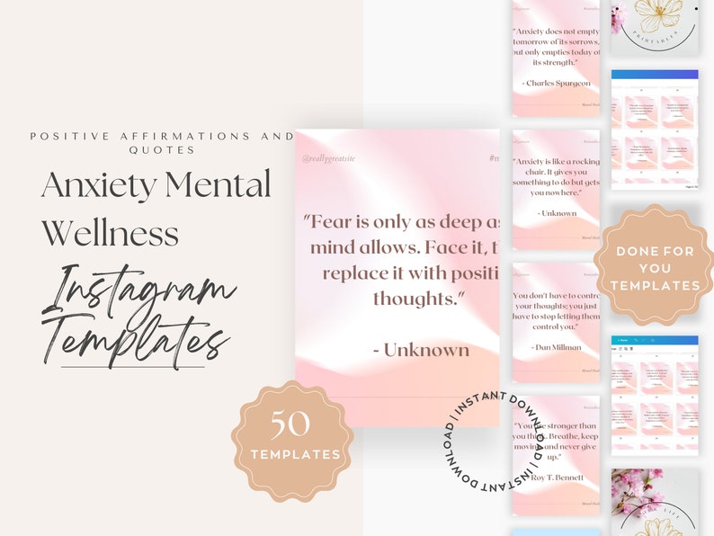 50 Anxiety Instagram Post Templates Anxiety Templates Mental - Etsy