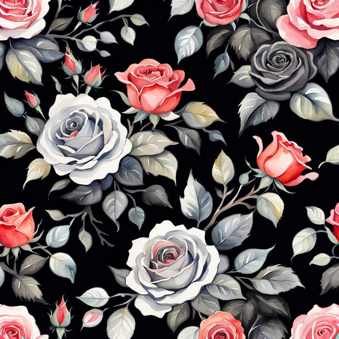 Roses Digital Papers, Vintage Rose Design Paper Pack, Botanical Digital ...