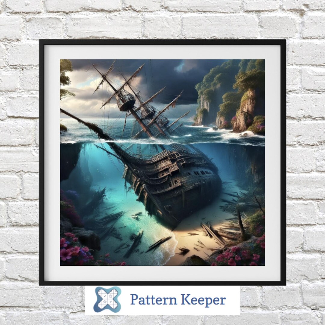 Sunken 10, Sunken Ship Cross Stitch Chart, Nautical Embroidery Pattern ...