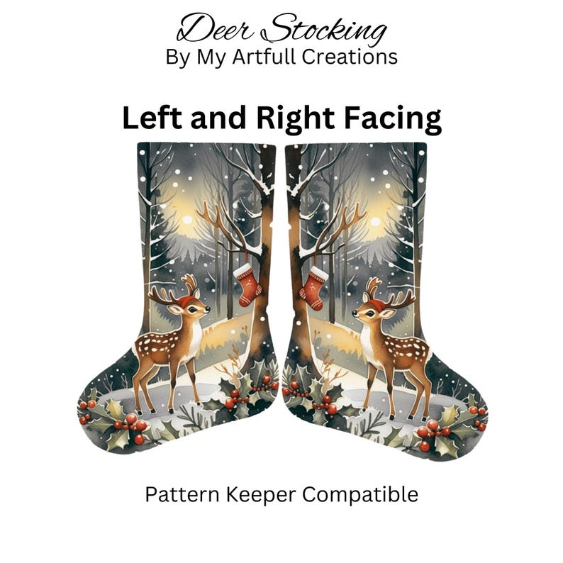 Deer Stocking Chart, Deer Stocking Cross Stitch Chart, Christmas ...