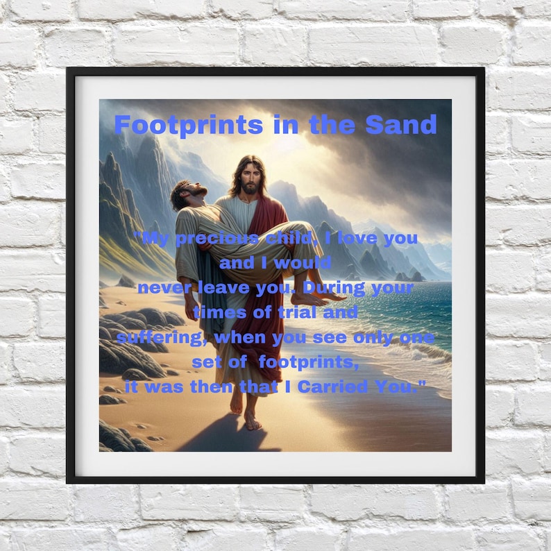 Footprints in the Sand, Jesus Carrying You Cross Stitch Chart ...