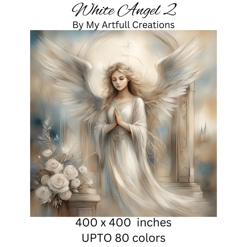 White Angel 2, White Angel Cross Stitch Chart, Celestial DIY Pattern ...