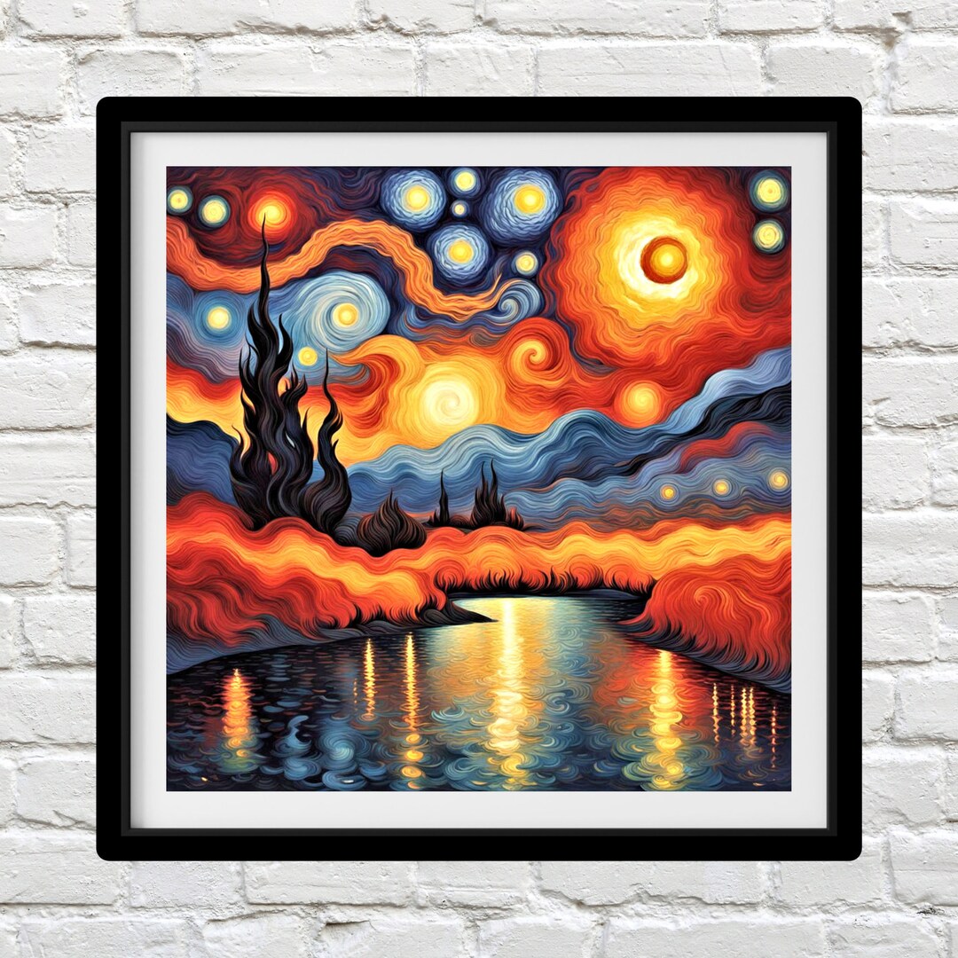 Vibrant Starry Night, Printable Cross Stitch Pattern Starry Night ...