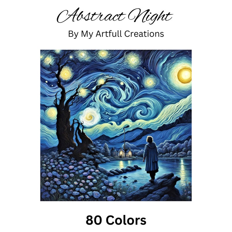 Abstract Night, Starry Night Cross Stitch Chart Pattern, Embroidery ...