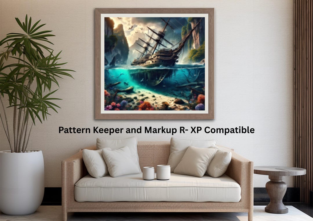 Sunken Ship Cross Stitch Pattern: Nautical Shipwreck Embroidery (PDF ...