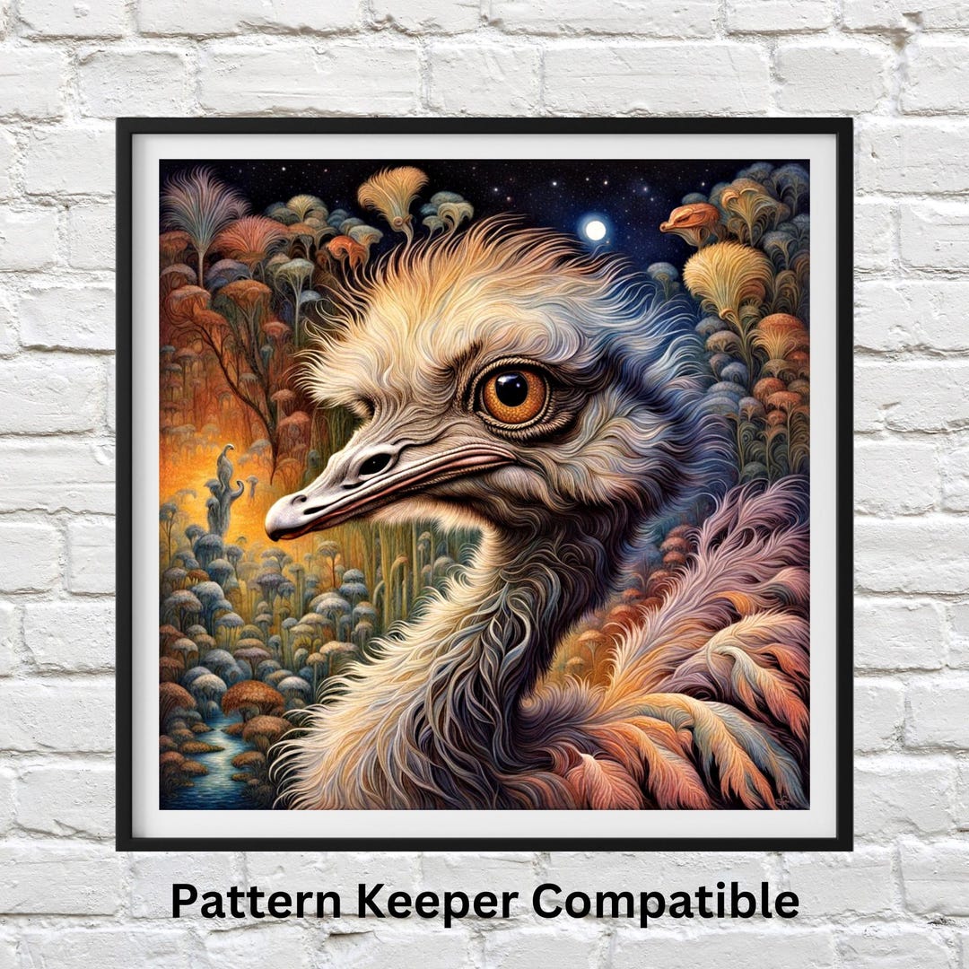 Abstract Ostrich 2, Ostrich Cross Stitch Chart, DIY , Home Decor ...