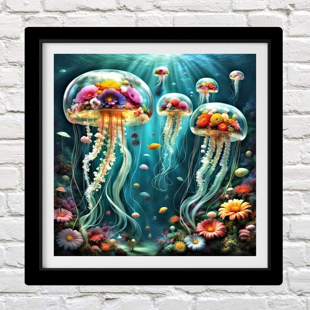 Jellyfishes, Ocean Jellyfish Cross Stitch Chart, Underwater Needlepoint ...