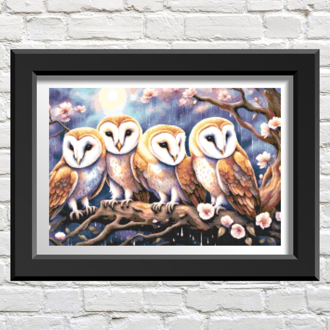 Barn Owls, Counted Cross Stitch Patterns, Printable Chart PDF Format ...