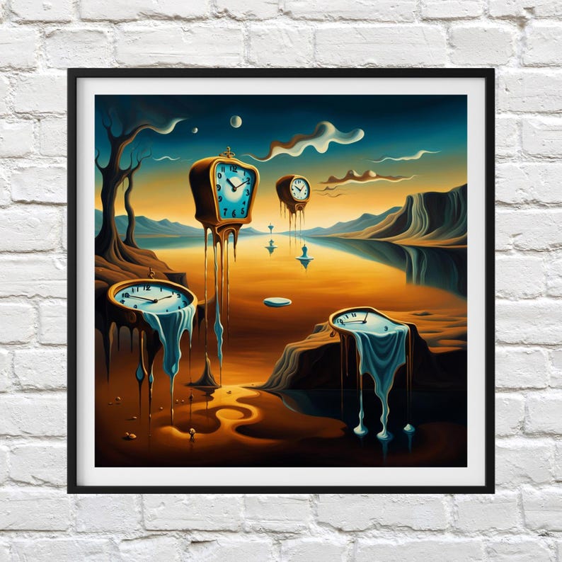 Salvador Dali Melting Clocks Cross Stitch Pattern: Surreal Embroidery ...