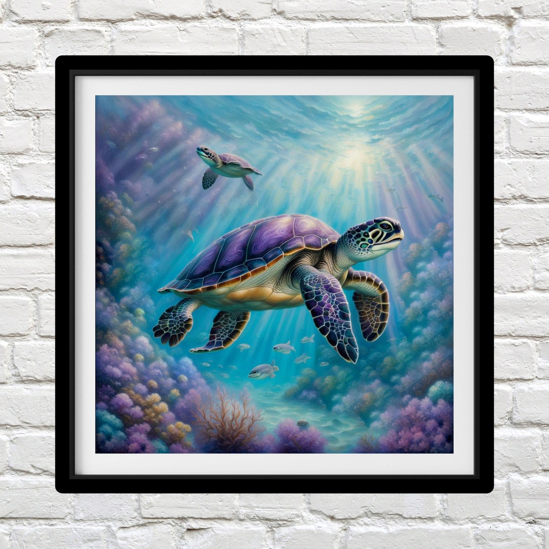 Pastel Sea Turtle, Nautical Cross Stitch Sea Turtle Chart, Coastal ...
