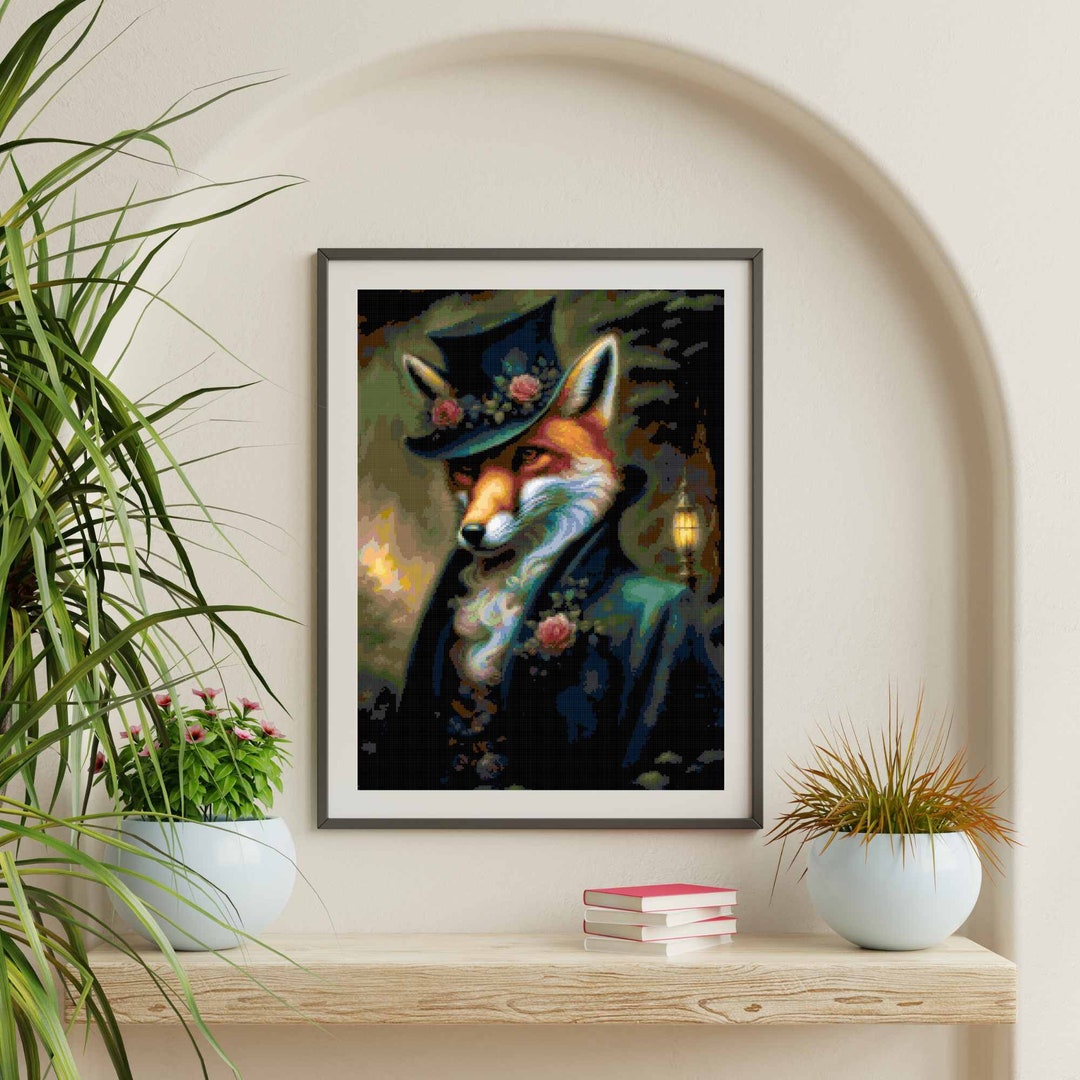 Victorian Fox, Counted Cross Stitch Patterns, Full Coverage, Printable ...
