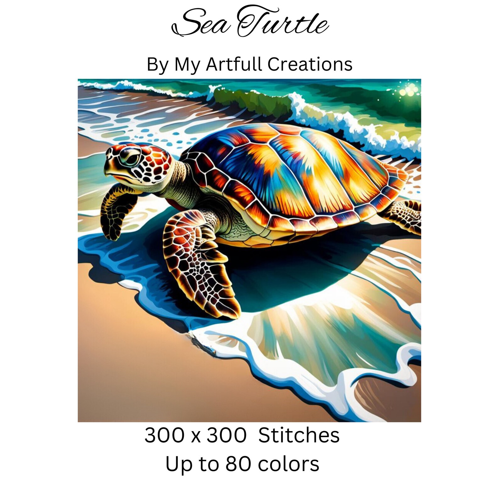 Sea Turtle, Printable Sea Turtle Cross Stitch Template, Turtle ...