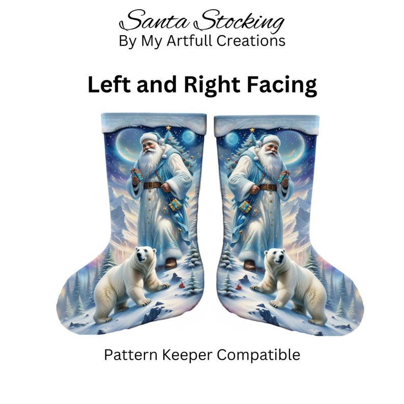 Santa Stocking, Cross Stitch Chart, Full Coverage, Pattern Keeper - Etsy