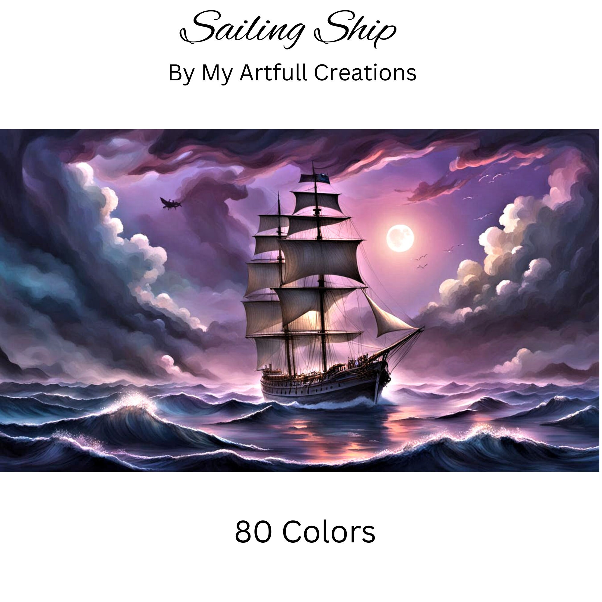Sailing Ship, Ocean Ship Cross Stitch Chart, Seafaring Cross Stitch ...