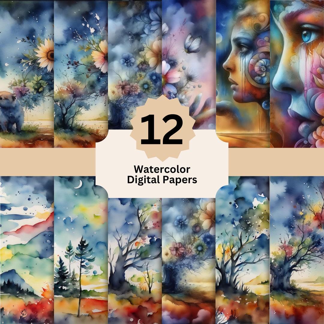 Watercolor Digital Papers, Pastel Colors Watercolor Paper Pack ...