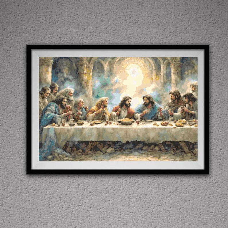 Watercolor Last Supper, Wide Screen, Counted Cross Stitch Patterns ...
