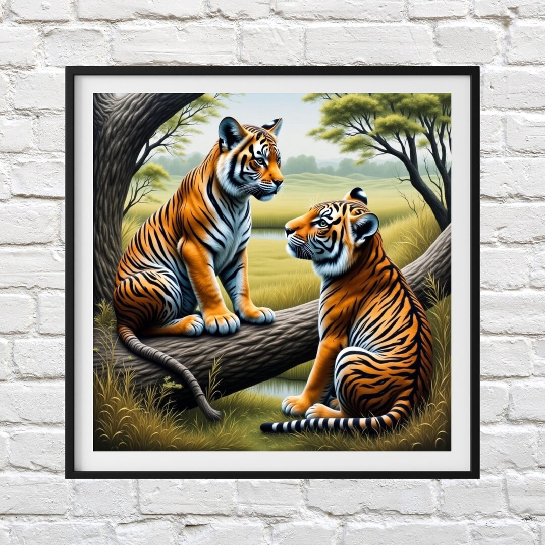 Tiger Cubs 2, Tiger Cubs Cross Stitch Template, Jungle Needlepoint ...